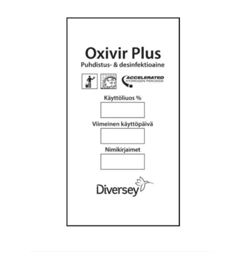 Käyttöliuosetiketti Oxivir Plus - Clean Key